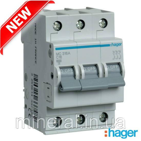 Автоматический выключатель 3P 6kA C-10A 3M, Hager, (MCN310), купить на Prom.ua