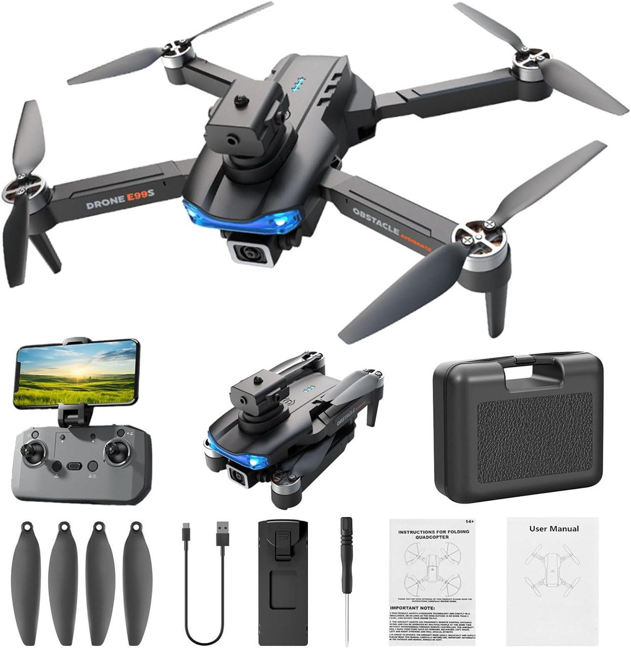 Квадрокоптер E99S 2024 - дрон с камерой 4К HD FPV, БК моторы, до 150 м ...