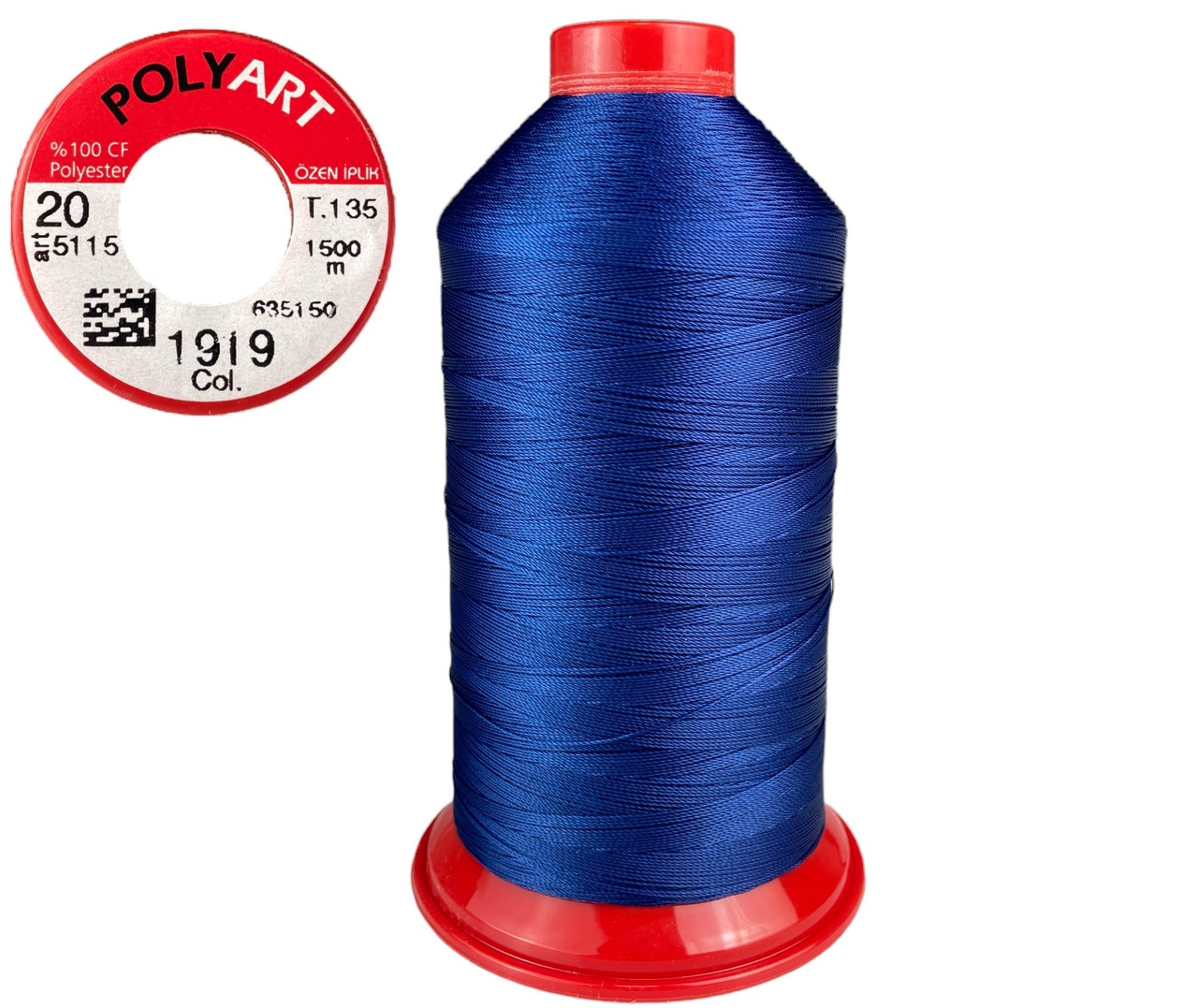 Нитка швейная полиэстер POLYART(ПОЛИАРТ) N20 цвет #1919 синий 1500м ...