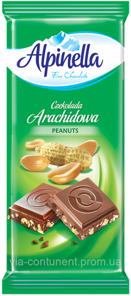 Шоколад молочний Alpinella з Арахісом 90 г, ціна: 42.30 ₴, купити на ...