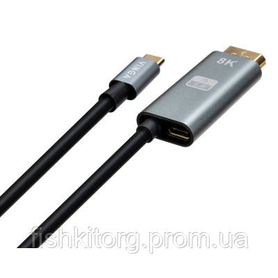 Кабель мультимедийный USB-C to DisplayPort 1.5m v1.4 8K60Hz PD 100W ...