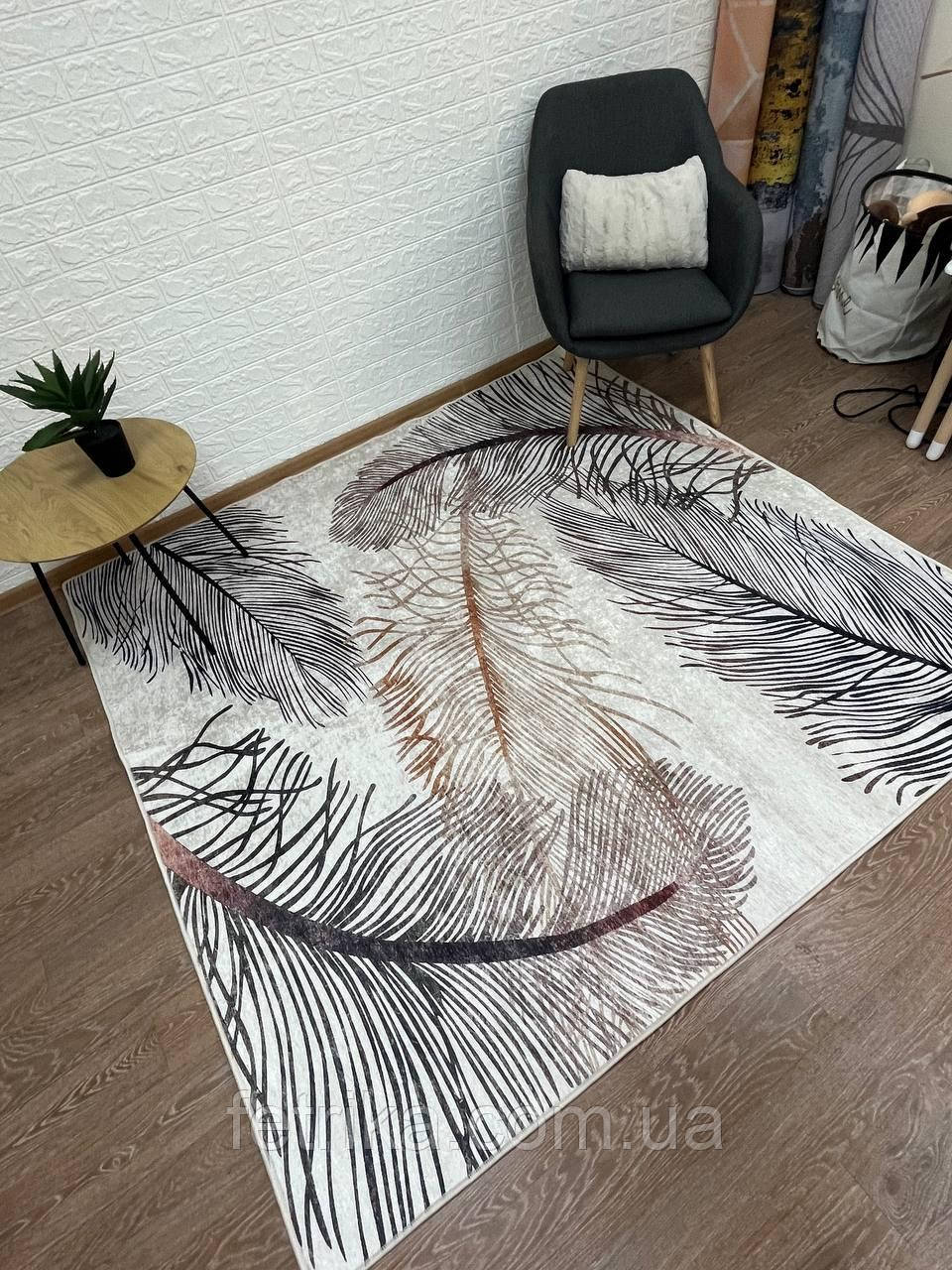 Турецький безворсовий килим Перо беж продаж ціна у Дніпрі Килими від Інтернет магазин