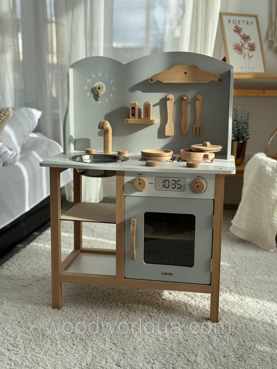 Детская деревянная кухня, цвет серый 80/58/30 см: продажа, цена в ...