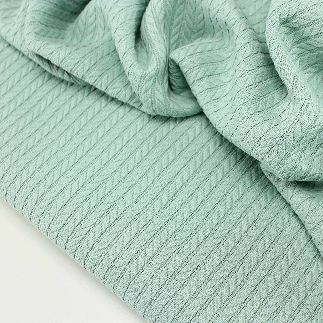 Хлопковое полотно "Косичка" цвет грязно-мятный № ТФ-025 от интернет ...