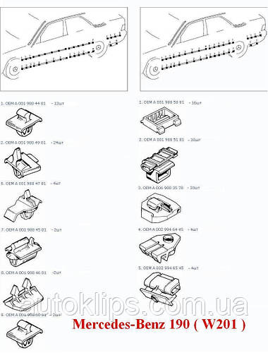 Кліпса кріплення молдинга Mercedes 190 W201 A0019886081, ціна 7 грн ...
