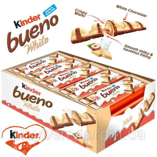 Упаковка Kinder Bueno White 15шт.*43гр. (ID#1874401353), цена: 459 ...