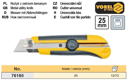 Ніж пістолетний профі висувне лезо 25 мм VOREL-76190 (ID#385845116), ціна: 132.99 ₴, купити на ...