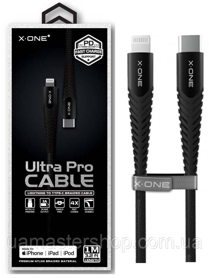 Кабель X.One Ultra Pro 3A Cable Lightning PD to Type-C нейлоновий (ID ...