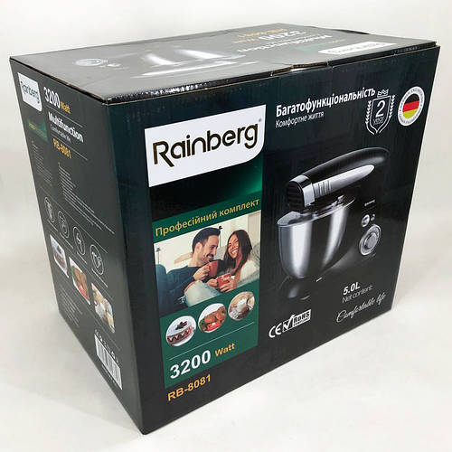 Тестомес миксер Rainberg RB-8081 планетарный кухонный комбайн DL-591 3200 Вт (ID#2106230947 ...