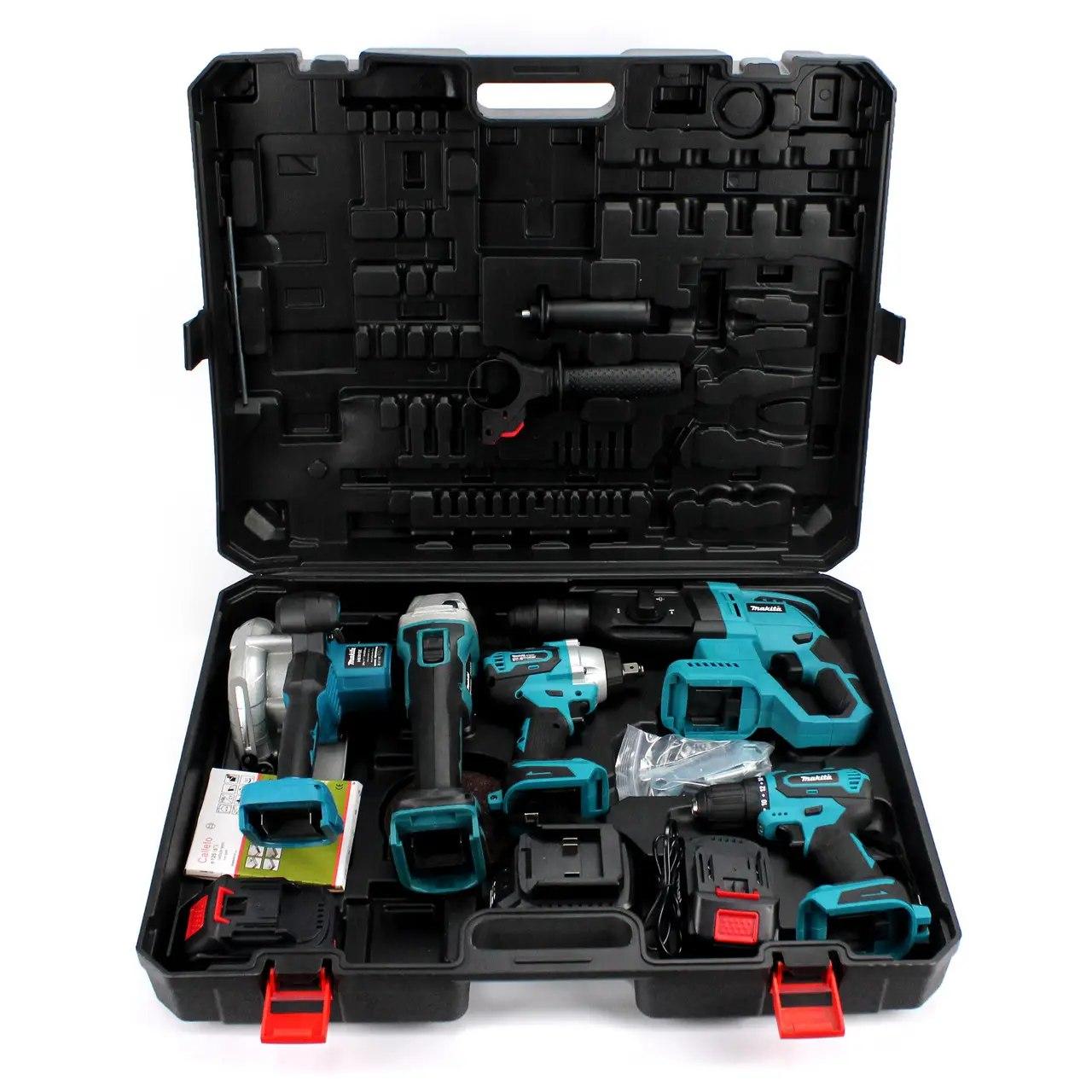 Набір акумуляторних інструментів 5в1 АКБ Makita 36V Шурупокрут, Болгарка, Перфоратор, Гайковерт ...