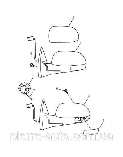 Зеркало заднего вида левое Geely EMGRAND EC7 (Geely Эмгранд ЕС7 ...