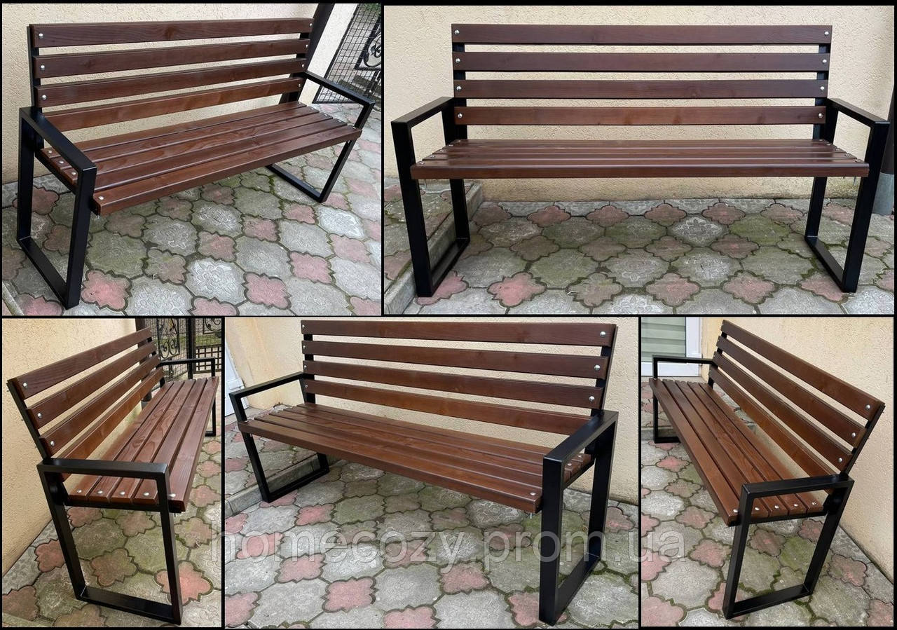 Парковая скамейка в стиле Лофт 1,5м. со спинкой. Порошковя покраска ...