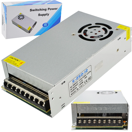Импульсный блок питания 12V, 20A, 250W, METAL / Сетевое зарядное ...