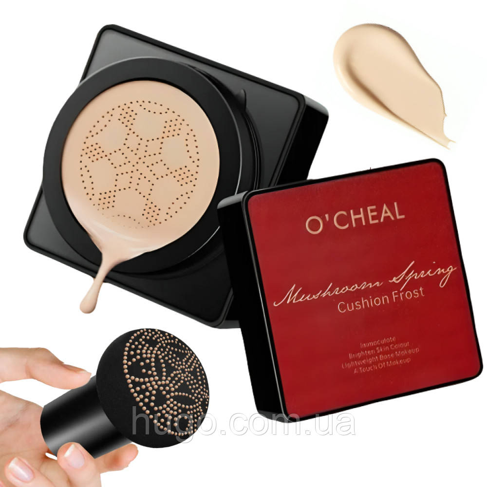 Кушон для обличчя + спонжик Beauty Linasi Red O`CHEAL, Натуральний ...