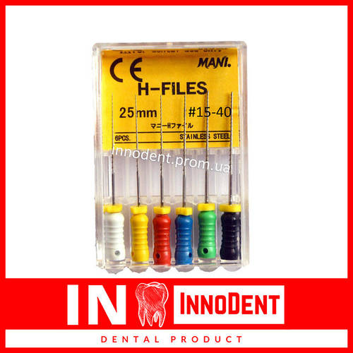 H-File Mani № 15-40, длина 25 мм, 6 шт. / Эндодонтические инструменты ...