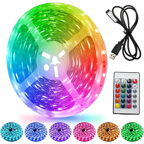 Светодиодная RGB лента 5050 на 5 м, от USB + пульт ДУ / LED подсветка ...