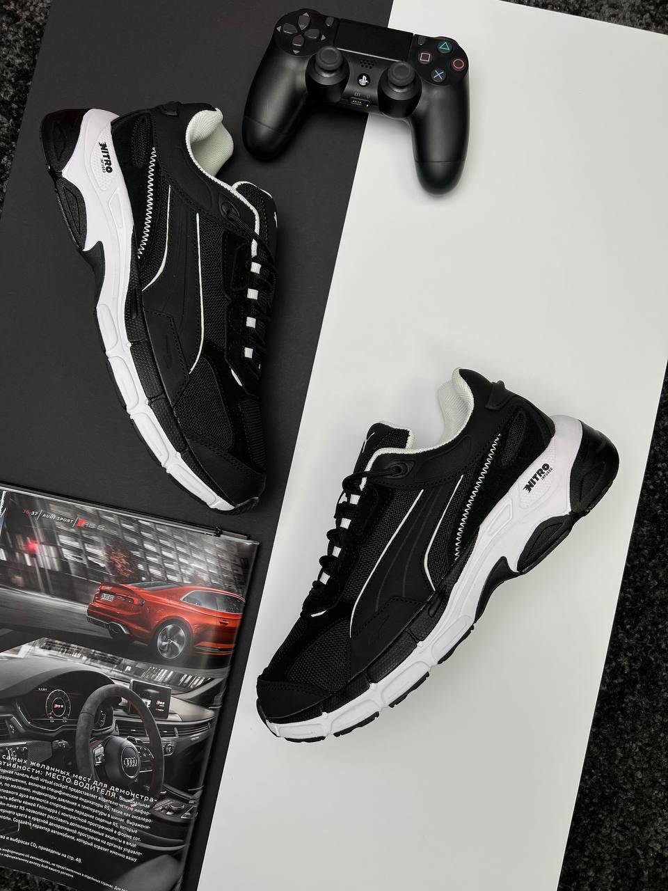 Кроссовки мужские Puma Teveris Nitro Black White черно белые спортивные ...
