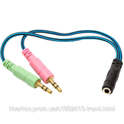 Переходник 3.5mм 4pin (F) to 2x3.5mм 3pin (M), 0.22m PowerPlant ...