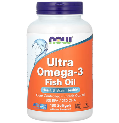 Now Ultra Omega-3 Fish Oil 180 softgels Рыбий жир, Омега-3 (ID ...