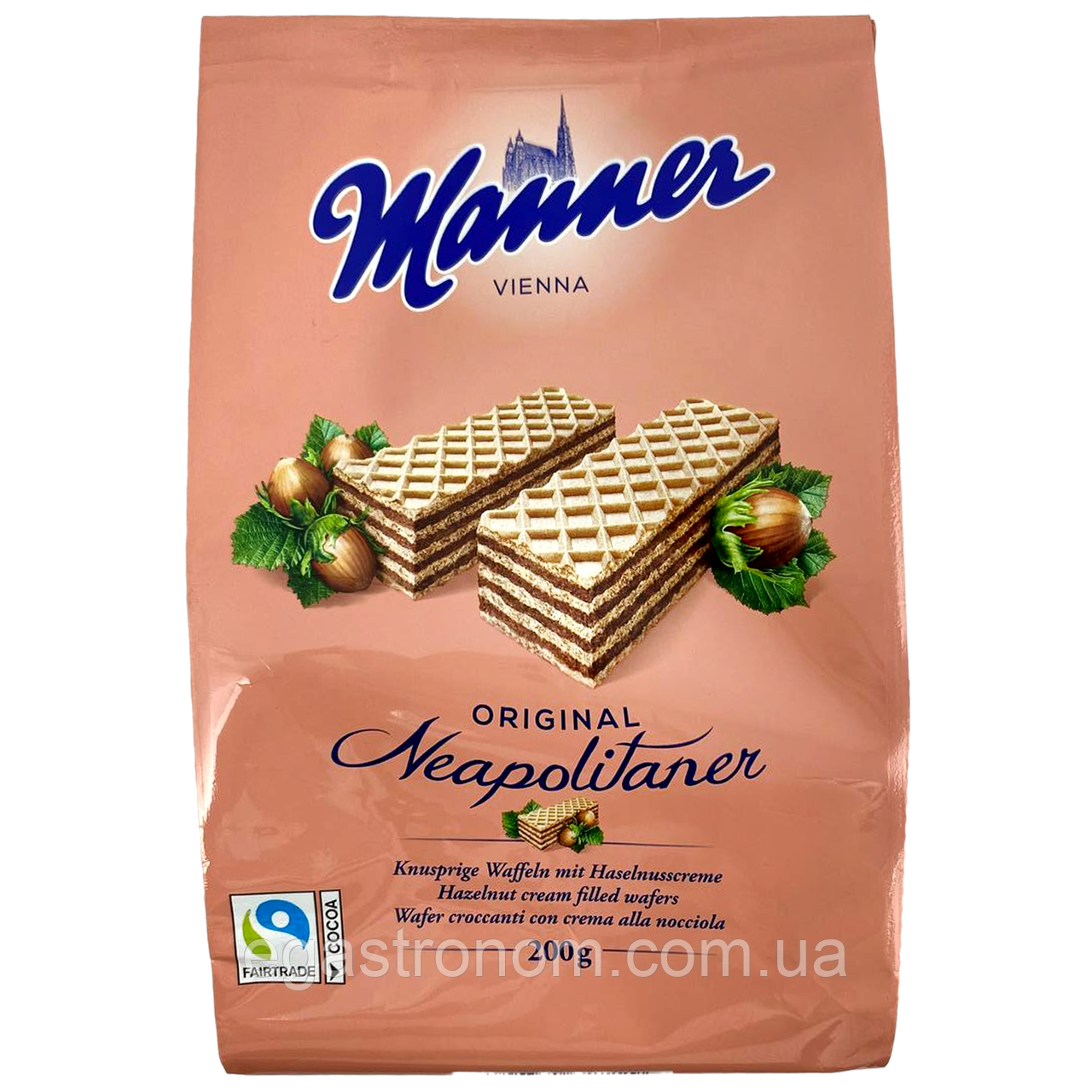 Вафлі з горіховим кремом Маннер Manner neapolitan 200g 12шт/ящ (Код: 00 ...