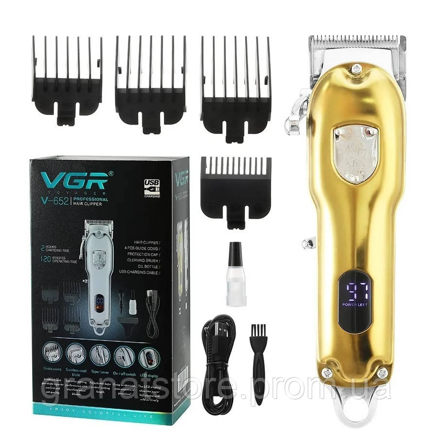 Машинка для стрижки волос и бороды VGR V-652 Professional Gold с LED ...
