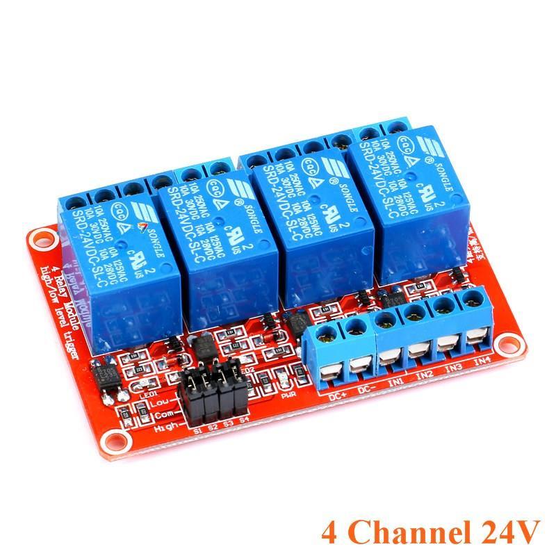 Релейні модулі Arduino 4-Channel 24V Relay Module High/Low Level ...