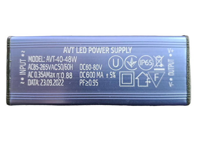 Драйвер 40-48W AVT DC60-80V 600mA) для світильників 600х600 (ID ...
