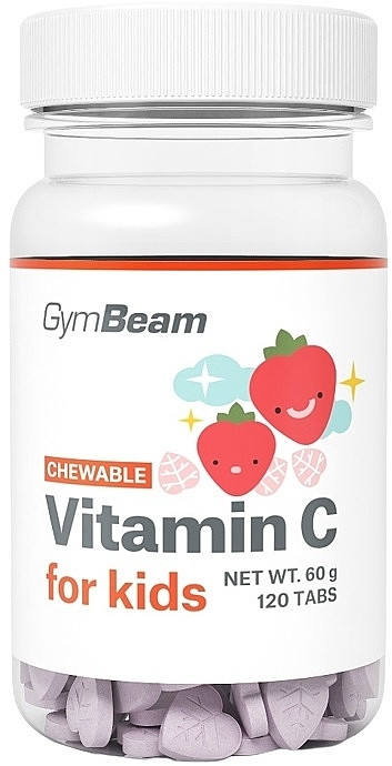 Витамин-С Жевательный Витамин С для детей со вкусом клубники, GymBeam ...