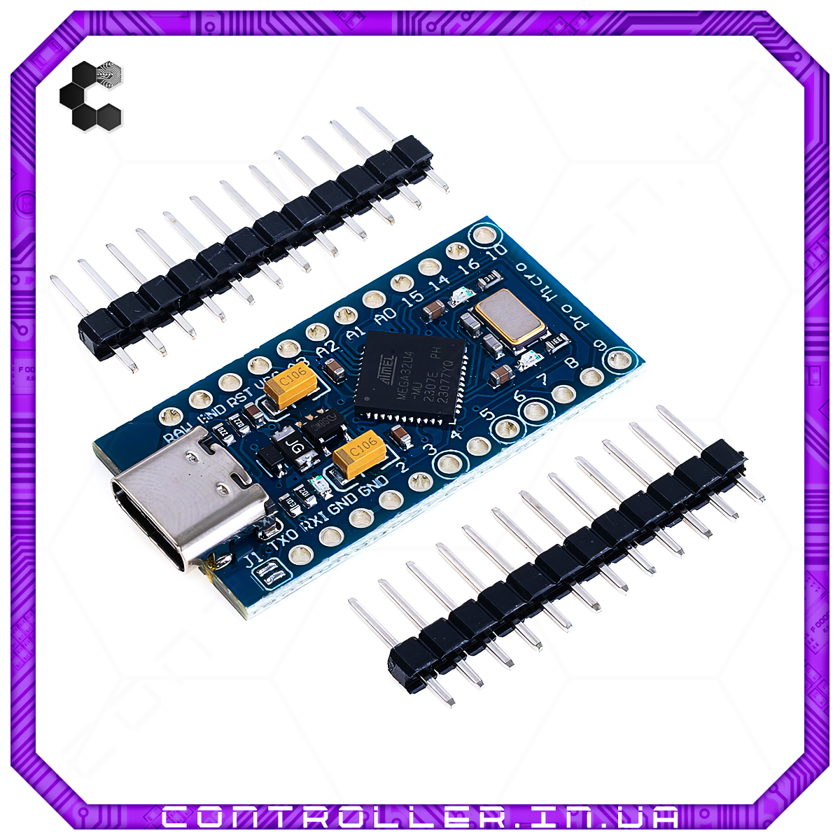 Микроконтроллер Arduino PRO Micro ATmega32u4 5В Tipe-C (ID#2127580504 ...