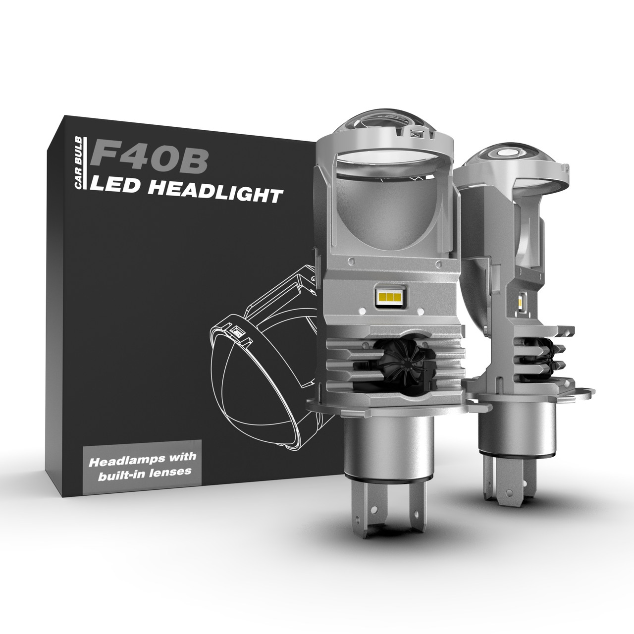 Автомобільні LED-лампи F40B H4 з лінзою, Bi LED лінзи (ID#2127606327 ...