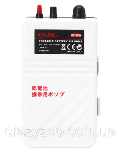 Компрессор SunSun DC-800 для аквариума на батарейках 2Вт 2,5л/мин (ID ...