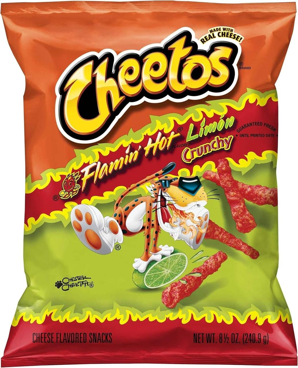 Кранчі Чітос гострі Cheetos Flamin Hot Limon Cheese із сиром і лимоном ...