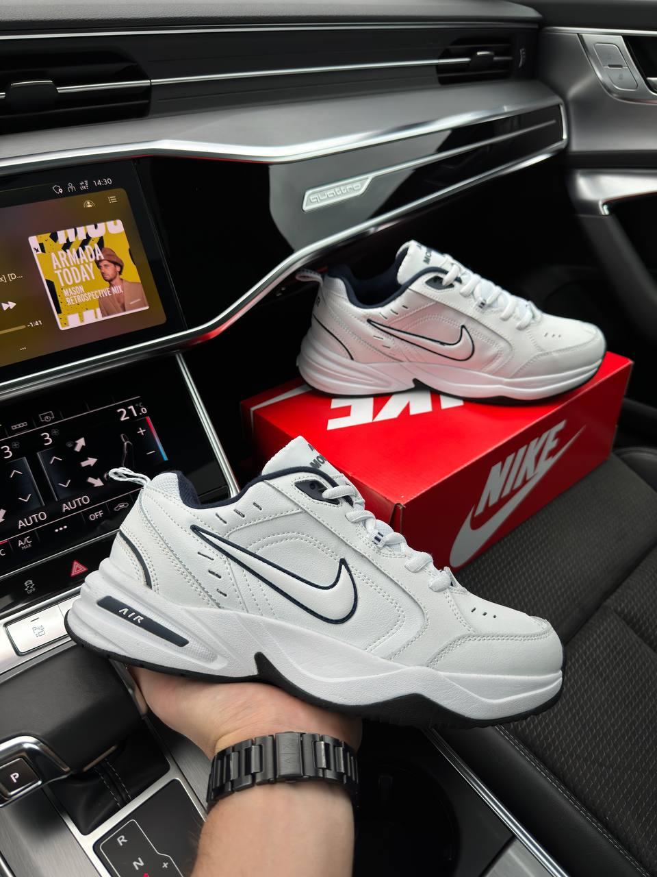 Кроссовки мужские Nіke Air Monarch 4 White Navy silver Найк Аир Монархи ...