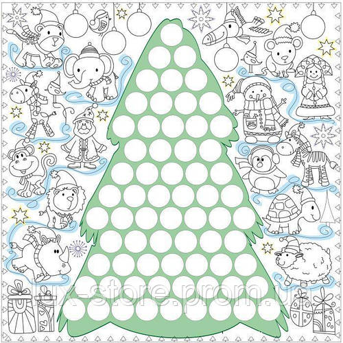 Обои-раскраски Елка с наклейками 60*60 C-60006 h (ID#2131425907), цена ...