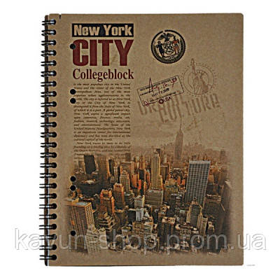 Блокнот Buromax spiral side, A5, 80 sheets, KRAFT, square, perforation ...