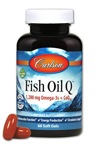 Омега-3 + Коэнзим Q10, Fish Oil Q, Carlson, 60 гелевых капсул (ID ...