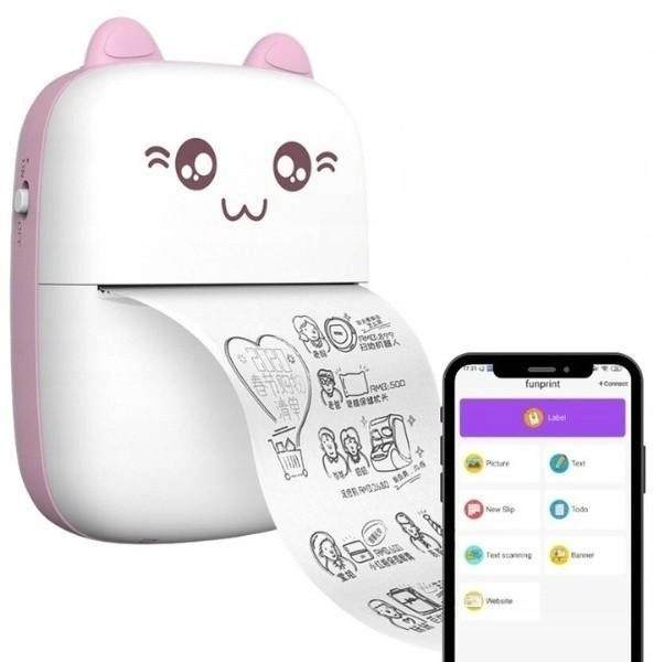 Детский портативный термопринтер BAMBI CAT MINI PRINTERBAMBI CAT MINI ...
