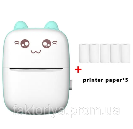 Термопринтер Mini printer Blue + 5 рулонів паперу (ID#2135262014), цена ...