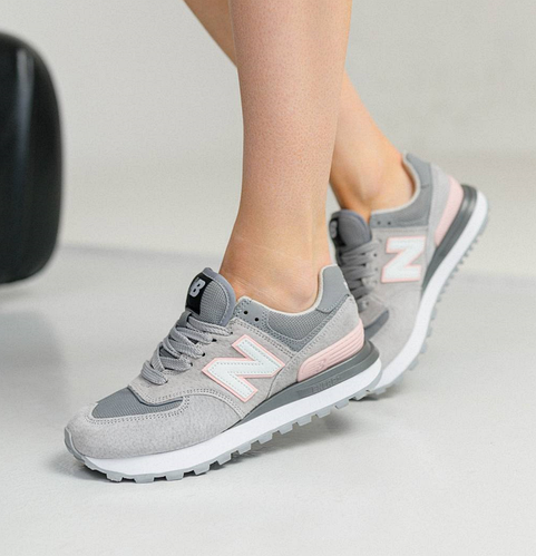 Женские кроссовки New Balance 574 Gray Pink Classic серо-розовые Нью ...