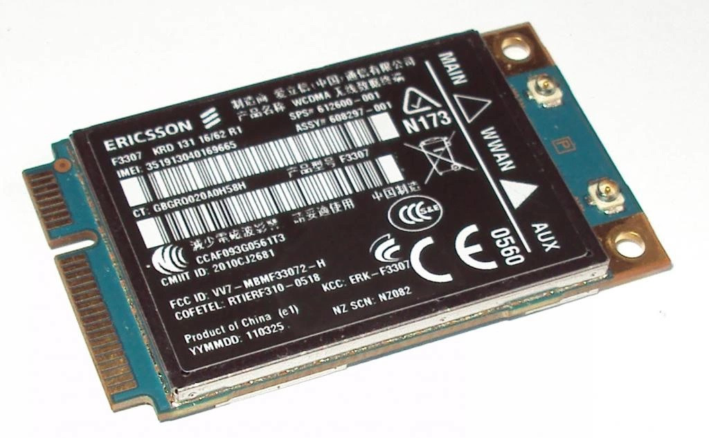 3G модем Ericsson F3307 для ноутбука Mini PCI Express Card (HSPA WCDMA ...