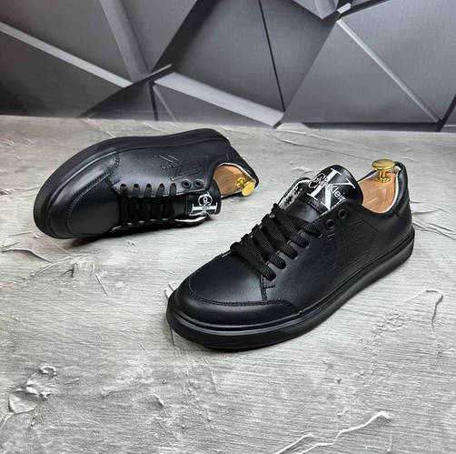 Мужские кожаные кеды Calvin Klein черные (ID#2138840533), цена: 1950 ...