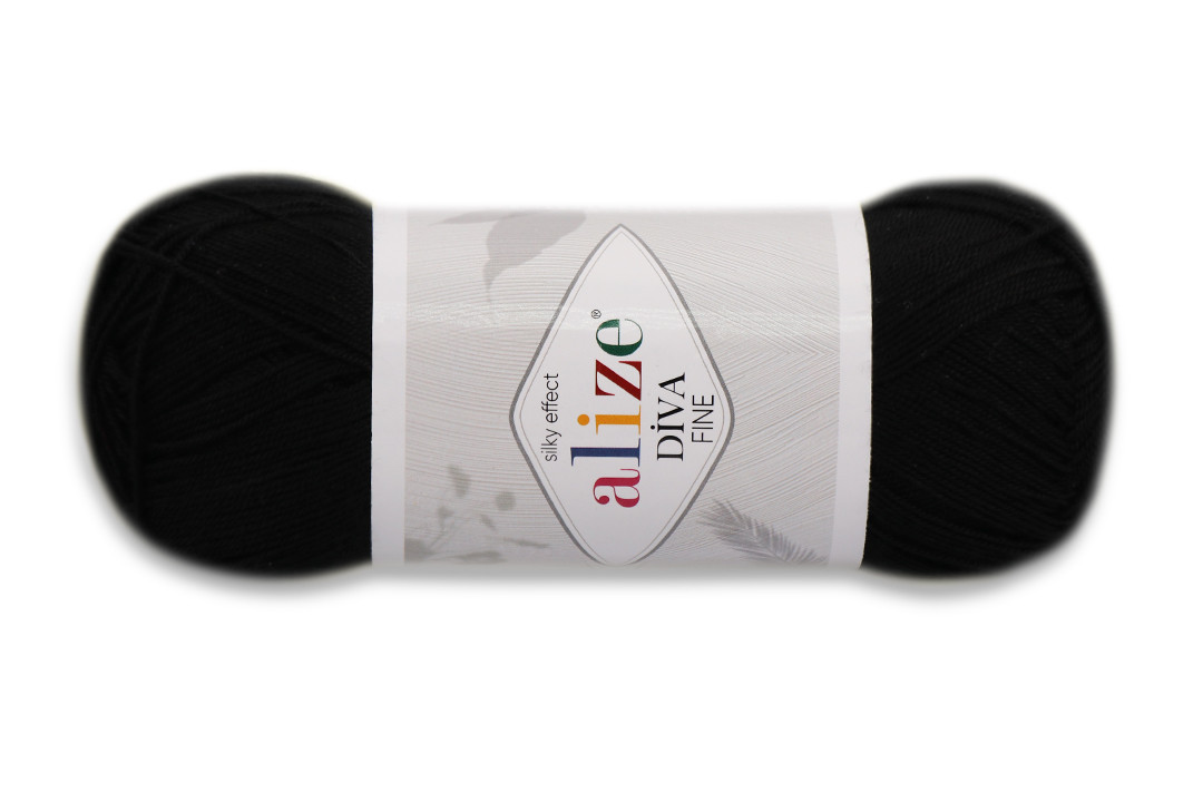 Alize Diva Fine, Черный №60 - купить интернет-магазин товаров для рукоделия Украина. Опт и розница
