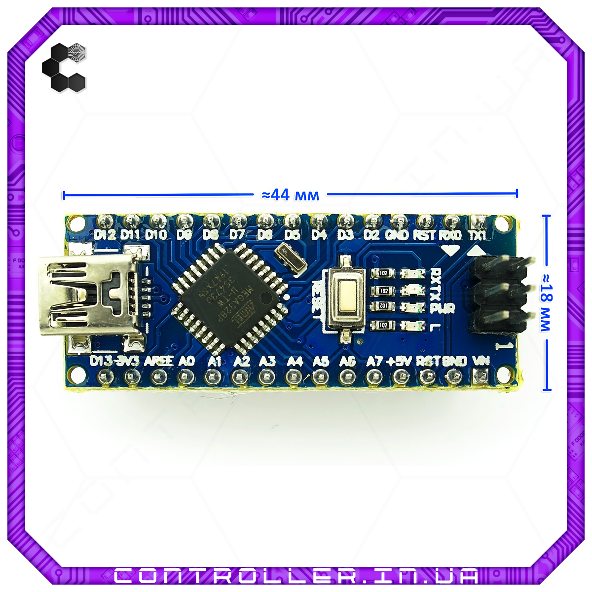 Купить Микроконтроллер Arduino Nano 3.0 ATMega328 CH340 miniUSB ножки ...