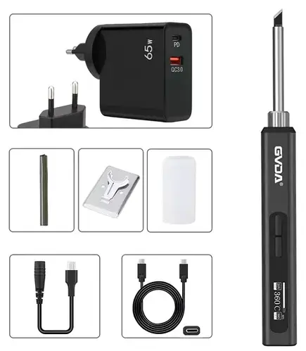 Комплект паяльник GVDA GD300 65W PD Type-C з універсальним жалом GD-KR ...