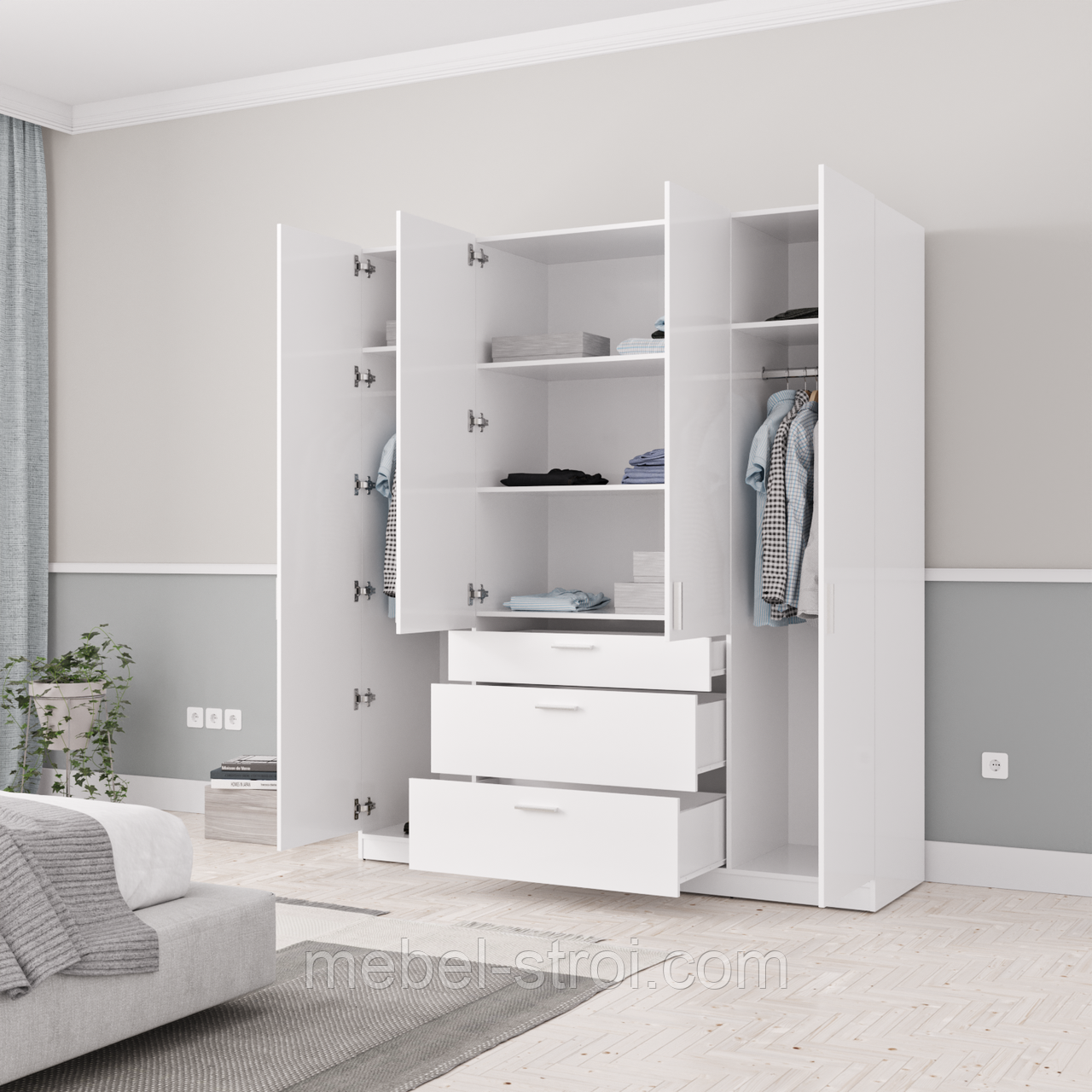 Шафа для одягу з шухлядами та полицями ШИК 9 4Д 1831х550х2100 Id 1669646555 ціна 8330