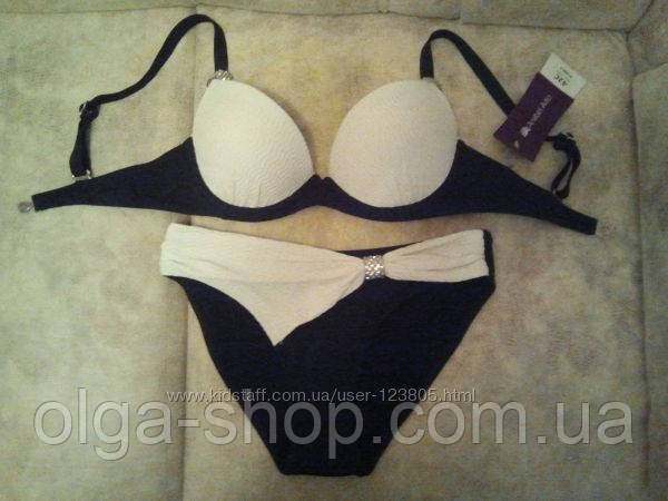Купальник жіночий роздільний пушап, щільна чашка, білий, чорний Anabel ...
