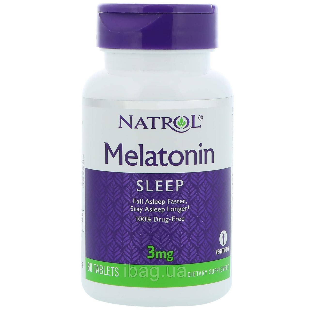 Мелатонин, Natrol, Melatonin, 3 мг, 60 таблеток (20888) IB, код ...