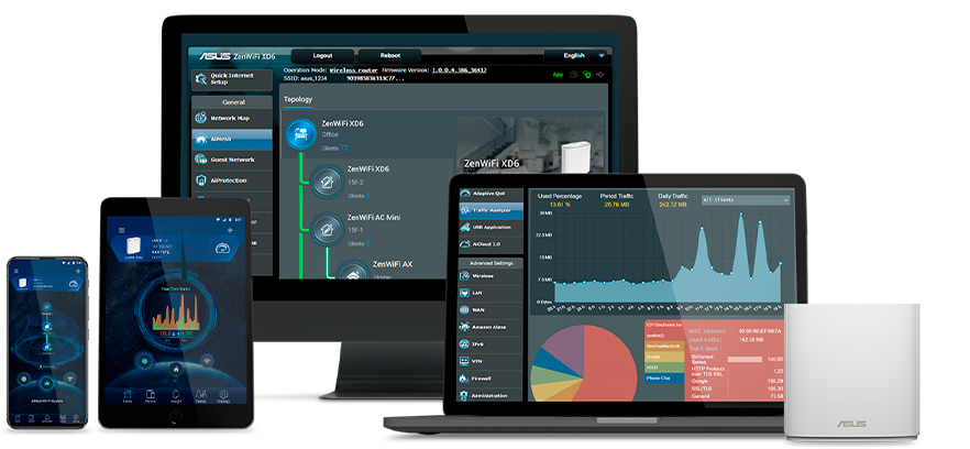 Система WiFi-Mesh ASUS ZenWiFi XD6 AX5400, 1xGE LAN, 3x1GE WAN, 2мод ...