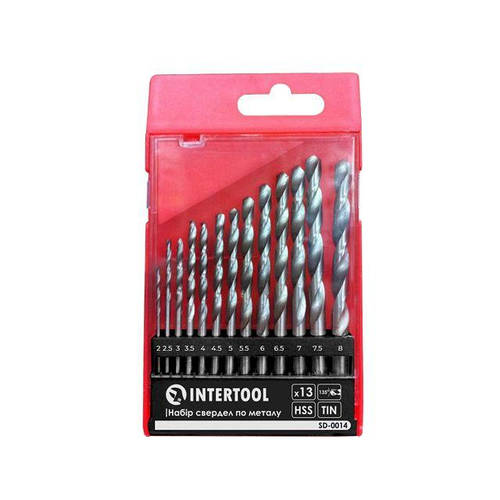 Набір свердел по металу DIN338 HSS 13шт (2-8мм), покриття Ti INTERTOOL SD-0014 (ID#2149646431 ...