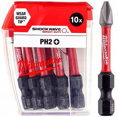 Біта SHOCKWAVE MILWAUKEE, PH2, 50мм 10шт. (4932430855) (ID#2599031141 ...